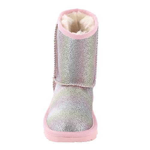 UGG Girls Kids' Classic II Glitter Fashion Boot, Metallic Rainbow, 6 Big