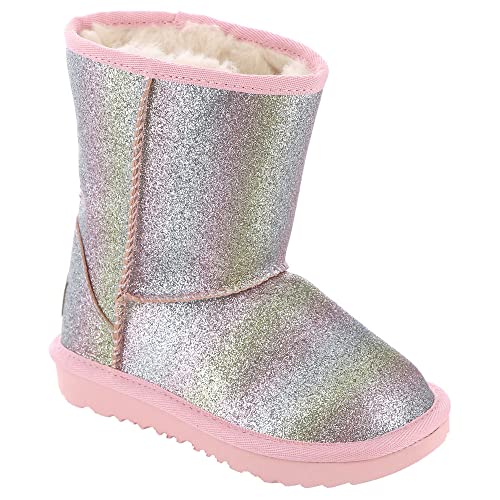 UGG Girls Kids' Classic II Glitter Fashion Boot, Metallic Rainbow, 6 Big