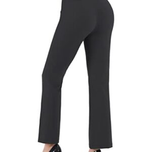 PMIYS Stretchy Dress Pants for Women Bootcut Yoga Pants Wide Leg Work Pant with Pockets XX-Large Black