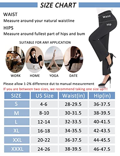 PMIYS Stretchy Dress Pants for Women Bootcut Yoga Pants Wide Leg Work Pant with Pockets XX-Large Black