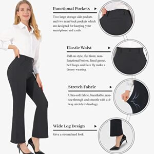 PMIYS Stretchy Dress Pants for Women Bootcut Yoga Pants Wide Leg Work Pant with Pockets XX-Large Black