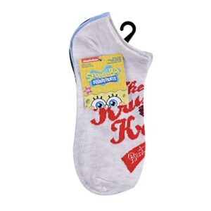 Spongebob Women's 5-Pack No Show Socks, Krusty Krab Multi, 9-11