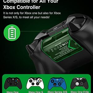 Rechargeable Battery Pack for Xbox One/Xbox Series X|S, Controller Battery Pack for Xbox Series X|S/Xbox One/Xbox One S/Xbox One X/One Elite Controller w/ 2x2550mAh Xbox Controller Battery Pack Green