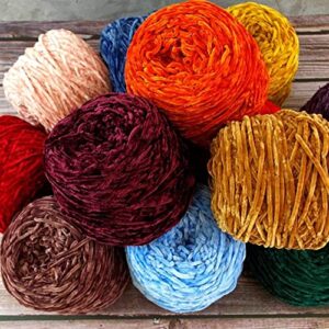 250g Bulky Vegan Soft Yarn Baby Chenille Velvet Yarn Velvet Knitting Yarn Polyester Blended Cotton Chenille Yarn Hand Knitting Yarn Crochet Thread for Clothing Hat Scarf Blanket