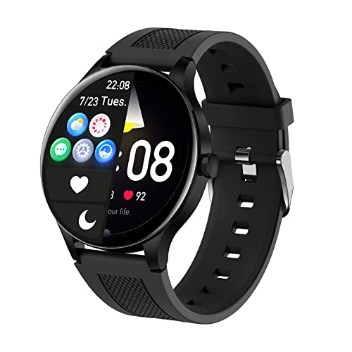 LiveGo Smart Watch for Men Women, 2023 1.3" IP68 Waterproof Smartwatch for Android Phones Compatible iOS iPhone, Activity Fitness Tracker with Heart Rate Blood Pressure Oxygen Sleep Monitor, Black