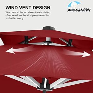 ABCCANOPY 9FT Cantilever Patio Umbrella Double Top Square Umbrella Outdoor Offset Umbrella with 360° Rotation,Burgundy