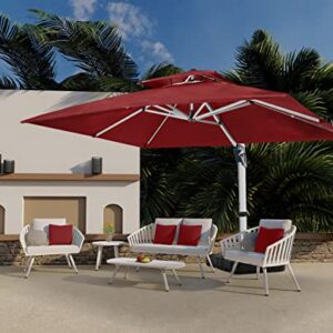 ABCCANOPY 9FT Cantilever Patio Umbrella Double Top Square Umbrella Outdoor Offset Umbrella with 360° Rotation,Burgundy