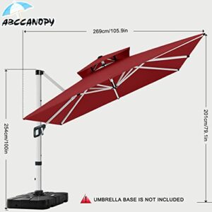 ABCCANOPY 9FT Cantilever Patio Umbrella Double Top Square Umbrella Outdoor Offset Umbrella with 360° Rotation,Burgundy