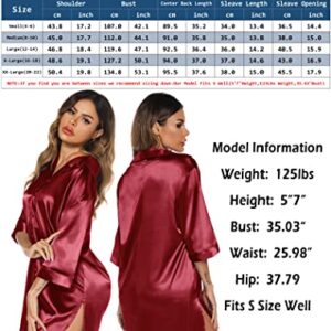 Leikar Silk Nightgown For Women Satin Slik Pajamas Sleep Shirts Wine Red