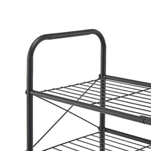 Tajsoon 3-Tier Stackable Shoe Rack Organizer, Adjustable & Expandable Shoe Storage Shelf for Entryway, Metal Wire Grid with X Shape Fixed Frame, Black