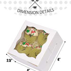 qiqee Bakery Box with Window 4x4x2.5 4*4*2.5inch/100Packs White Macaron Boxes Small Donut Pastry Boxes for Party Mini Cookie Boxes(5 Diferent Gift Include)