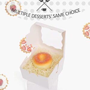 qiqee Bakery Box with Window 4x4x2.5 4*4*2.5inch/100Packs White Macaron Boxes Small Donut Pastry Boxes for Party Mini Cookie Boxes(5 Diferent Gift Include)