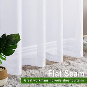 Hiasan White Sheer Curtains for Bedroom with Tiebacks, Lightweight Airy Breathable Voile Drapes Light Filtering Rod Pocket Window Curtains for Living Room, Nursery, W52 x L63, 2 Soft Panels