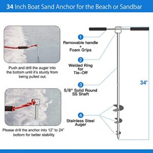 itayak Boat Sand Anchor, 316 Stainless Steel PWC Sand Anchors Ideal for Pontoon, Kayak Jet Ski Keeps Securely Near Sandbar Beach or Shallow Water, Detachable Design with Gift Handbag Packaging