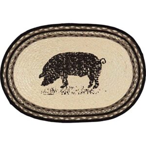 n?a farmhouse chic black pig placemat jute braided table doily candle place mat home and garden ornament