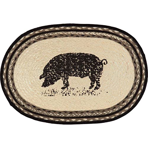 N?A Farmhouse Chic Black Pig Placemat Jute Braided Table Doily Candle Place Mat Home and Garden Ornament