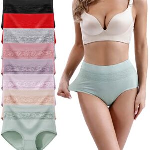 Xaanelr Women's Underwear Cotton High Waisted Full Coverage Briefs Soft Breathable Panties Multipack (Medium, Multi - a01-8 Pack)