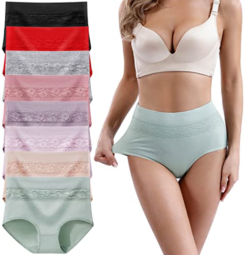 Xaanelr Women's Underwear Cotton High Waisted Full Coverage Briefs Soft Breathable Panties Multipack (Medium, Multi - a01-8 Pack)