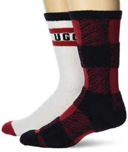 ugg men's kaiden cozy 2 pack, samba red check, one size