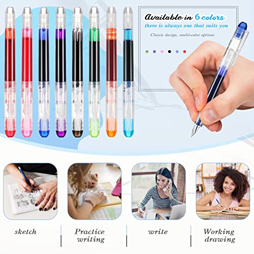 40 Pack Disposable Fountain Pens Set, Colored Ink Extra Fine Nib Classic Design Large Capacity Calligraphy Pens for Journaling, Office Supplies for Sketching, Writing