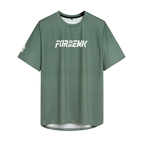 FORBEMK Men's Bike Shirts Short Sleeve Quick Dry&Moisture-Wicking Running Hiking Cycling Jerseys Bike Clothing Bicycle Shirt-Light Green-M