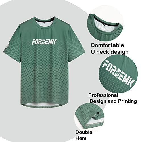 FORBEMK Men's Bike Shirts Short Sleeve Quick Dry&Moisture-Wicking Running Hiking Cycling Jerseys Bike Clothing Bicycle Shirt-Light Green-M