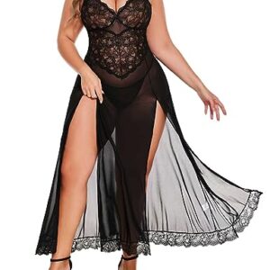 Avidlove Sexy Plus Size Lingerie for Women Sexy Mesh Teddy Valentine's Day Lingerie Black XX-Large