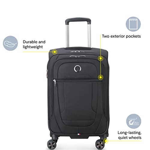 DELSEY Paris Helium DLX Softside Expandable Luggage with Spinner Wheels, Black, Carry on 20 Inch