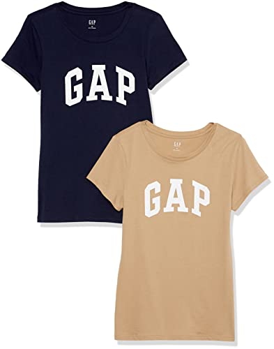 GAP Women's 2-Pack Classic Logo Tee T-Shirt, Mojave, Small