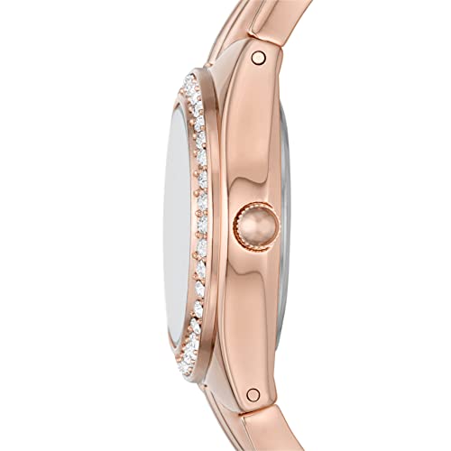 Queen's Court Three-Hand Rose Gold Tone Metal Watch Gift Set with Bracelet Accessories (Model: ZR97001)