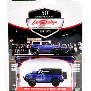 Greenlight Collectible 2021 Bronco 2-Door VIN #001 Lightning Blue w/Navy Pier Blue Interior (Lot #3008) Barrett Jackson Scottsdale Edition 1/64 Diecast Greenlight 37240 E, 37240E