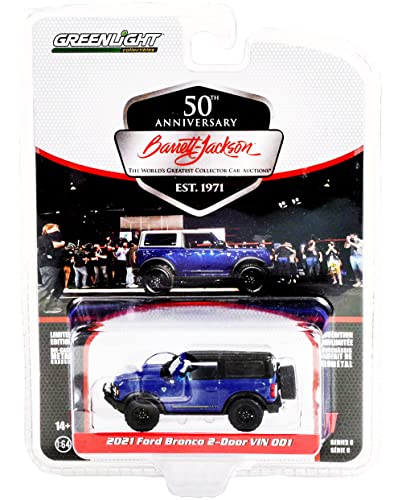 Greenlight Collectible 2021 Bronco 2-Door VIN #001 Lightning Blue w/Navy Pier Blue Interior (Lot #3008) Barrett Jackson Scottsdale Edition 1/64 Diecast Greenlight 37240 E, 37240E