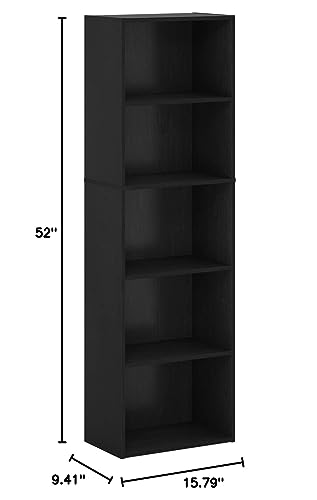 Furinno Luder Bookcase / Bookshelf / Storage Shelves, 5-Tier, Blackwood