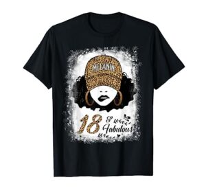 18 years old fabulous melanin girl leopard 18th birthday t-shirt