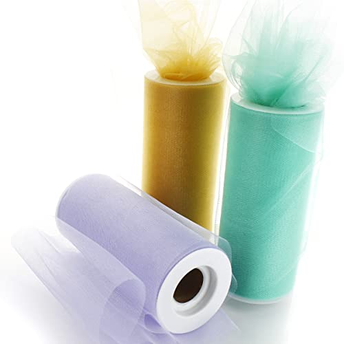 6" Shimmer Tulle Fabric Roll For Crafts, Wedding, Pary Decorations, Gifts - Royal Blue 25 Yards