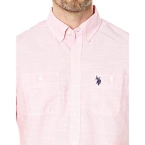 U.S. Polo Assn. Short Sleeve Solid Eoe Slub Woven Shirt Calypso Coral LG