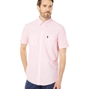 U.S. Polo Assn. Short Sleeve Solid Eoe Slub Woven Shirt Calypso Coral LG