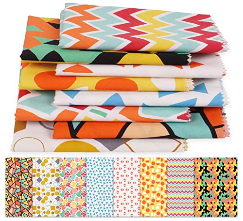 Soimoi 8 Pc Fat Quarter Bundle, Geometric Abstarct Collection Print 18"x 22" DIY Patchwork- 100% Cotton Pre-Cut Quilting Fabric Multicolor