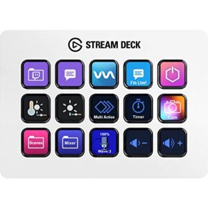 Elgato Stream Deck MK.2 White – Studio Controller, 15 macro keys, trigger actions in apps and software like OBS, Twitch, ​YouTube and more, works with Mac and PC