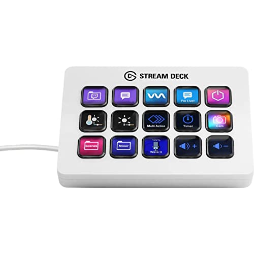 Elgato Stream Deck MK.2 White – Studio Controller, 15 macro keys, trigger actions in apps and software like OBS, Twitch, ​YouTube and more, works with Mac and PC