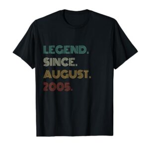 18 Years Old Legend Since August 2005 18th Birthday T-Shirt