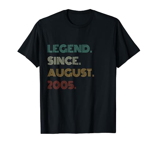 18 Years Old Legend Since August 2005 18th Birthday T-Shirt