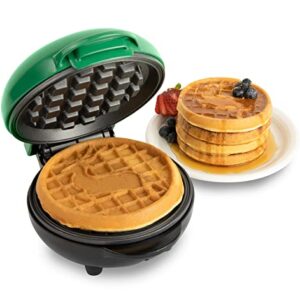 Nostalgia MyMini Personal Electric Reindeer Waffle Maker, 5-Inch Cooking Surface, Waffle Iron for Hash Browns, French Toast, Grilled Cheese, Quesadilla, Brownies, Cookies, Green