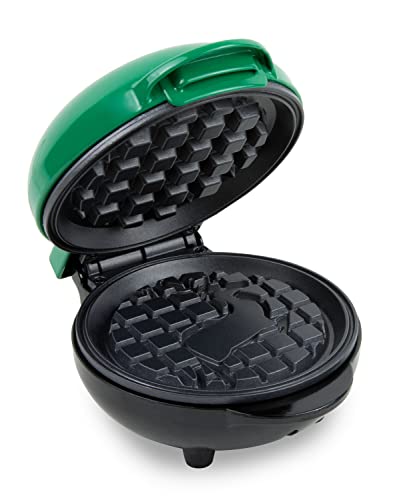 Nostalgia MyMini Personal Electric Reindeer Waffle Maker, 5-Inch Cooking Surface, Waffle Iron for Hash Browns, French Toast, Grilled Cheese, Quesadilla, Brownies, Cookies, Green