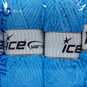 Lot of 4 x 100gr Skeins Ice Yarns Velvet Chenille Yarn Light Blue