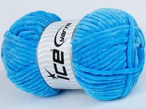 lot of 4 x 100gr skeins ice yarns velvet chenille yarn light blue