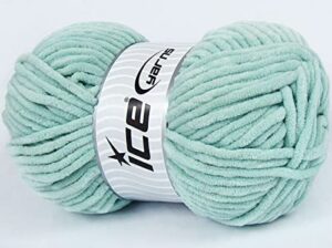 lot of 4 x 100gr skeins ice yarns velvet chenille yarn mint green