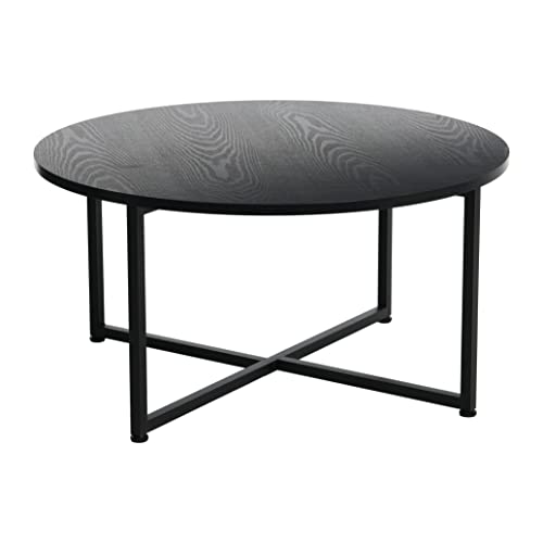 Household Essentials Black Oak Round Coffee Table