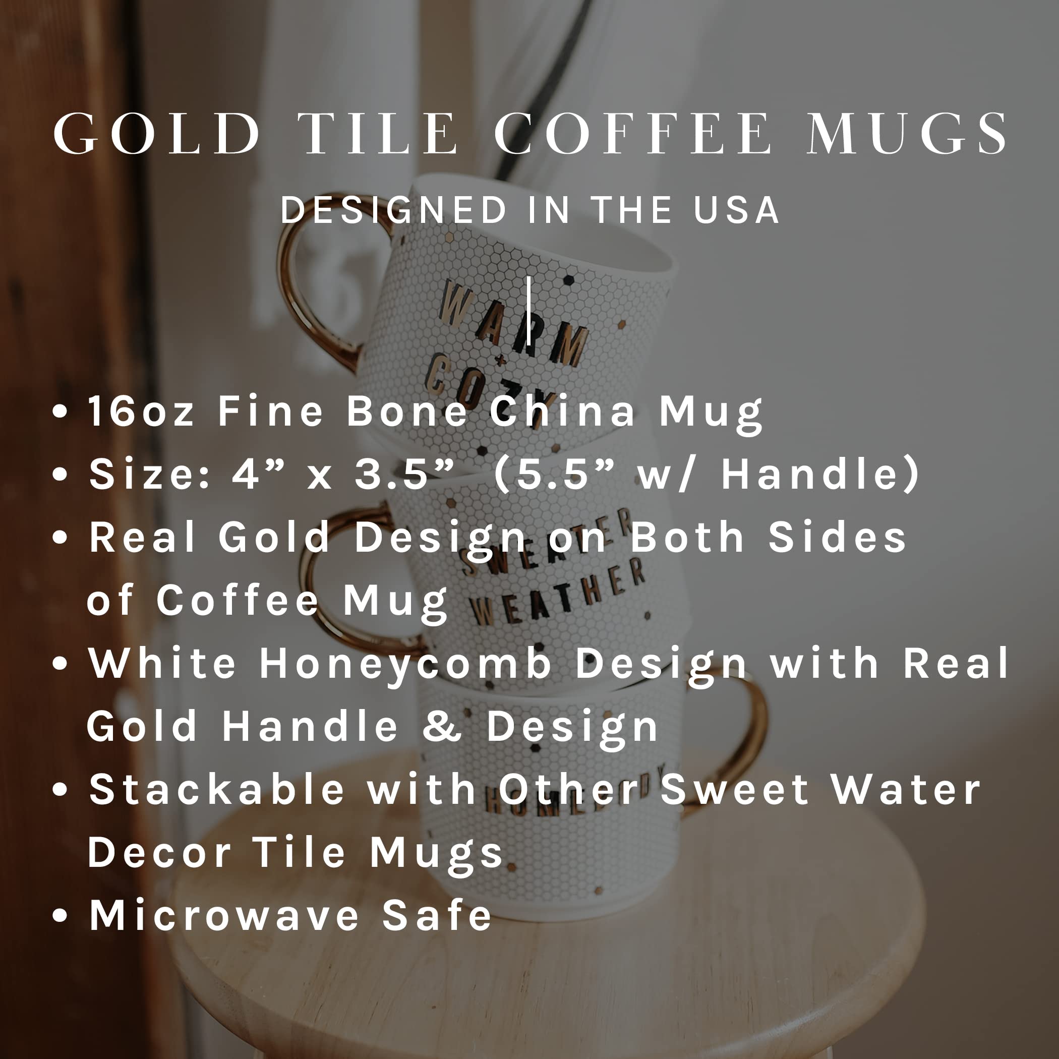 Sweet Water Decor Tile Coffee Mugs | Novelty Coffee Mugs | 17oz Gold Handle Coffee Cup | Microwave & Dishwasher Safe | Cute Coffee Mug | Birthday Gift (Boss Lady)