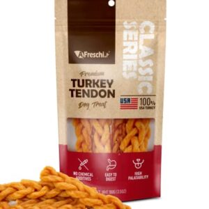 Afreschi Turkey Tendon Dog Treats for Classic Series, All Natural Human Grade Dog Treat, Suitable for Training chew, Ingredient Sourced from USA, Rawhide Alternative, Braided Stick